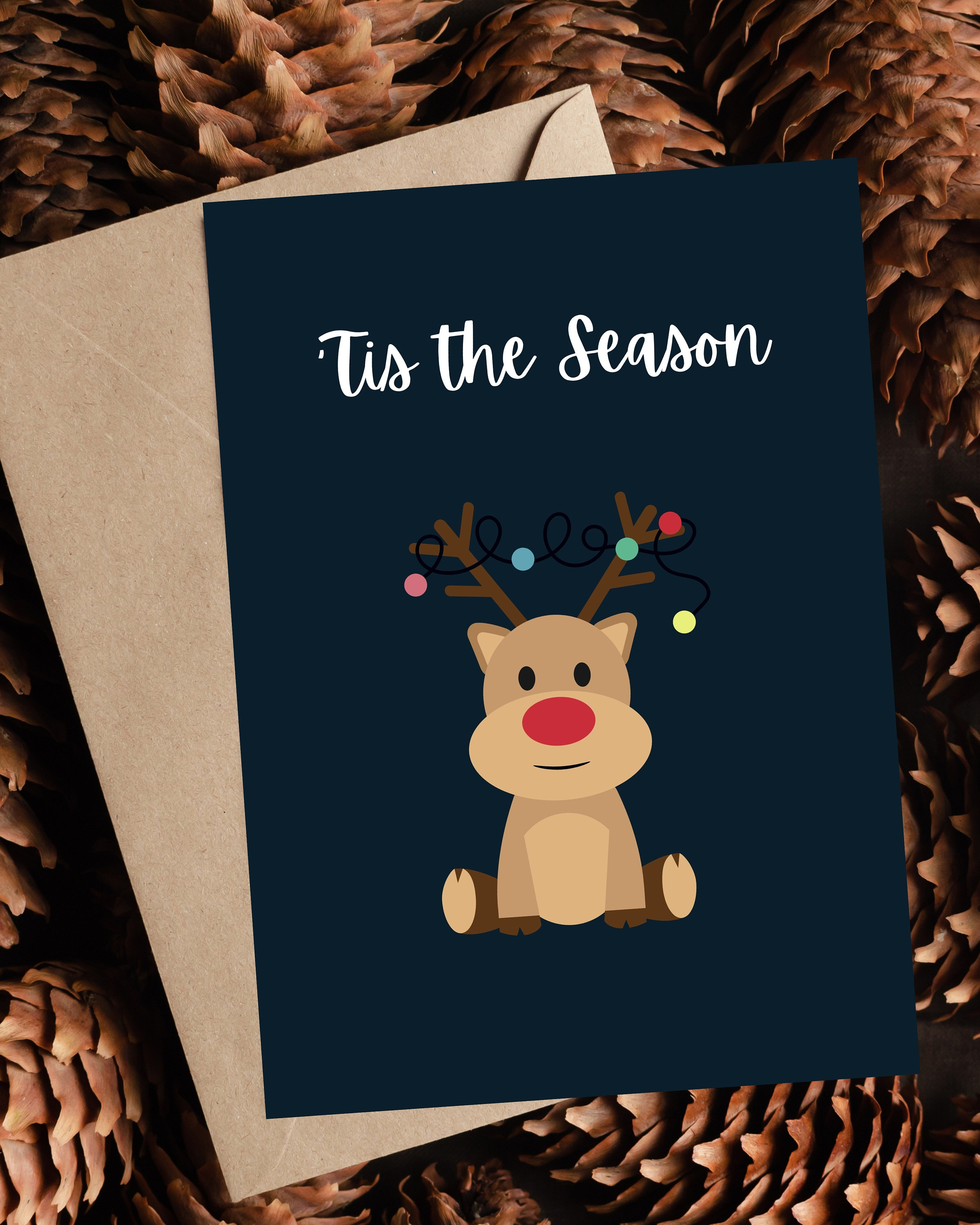 Reindeer Holiday Card Set Printable - Etsy
