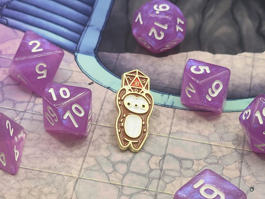 D20 Dice Sloth Enamel Pin Badge | Dungeons and Dragons | Dnd Dungeon ...