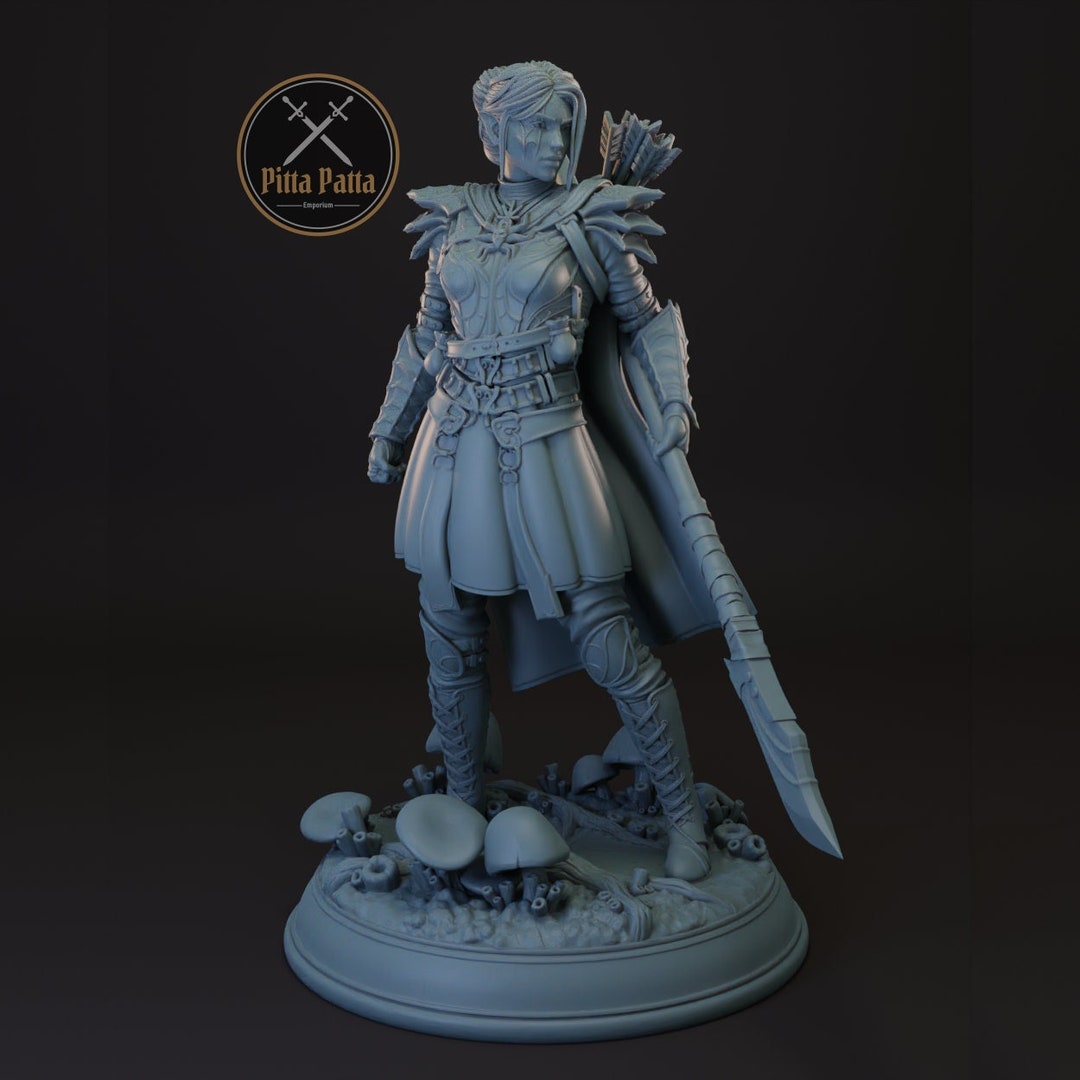 Drow | Elf Female Fighter | Paladin -glaive- Tabletop Miniature for ...