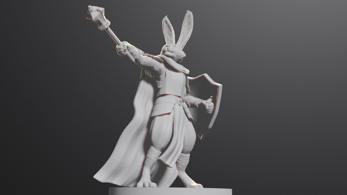 Rabbitfolk | Harengon Cleric | Paladin | Fighter Tabletop Miniature for ...