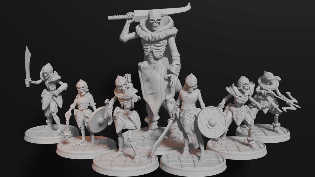 Horde of Skeleton Warriors & Half-giant Skeleton | Pack of 7 Miniatures ...