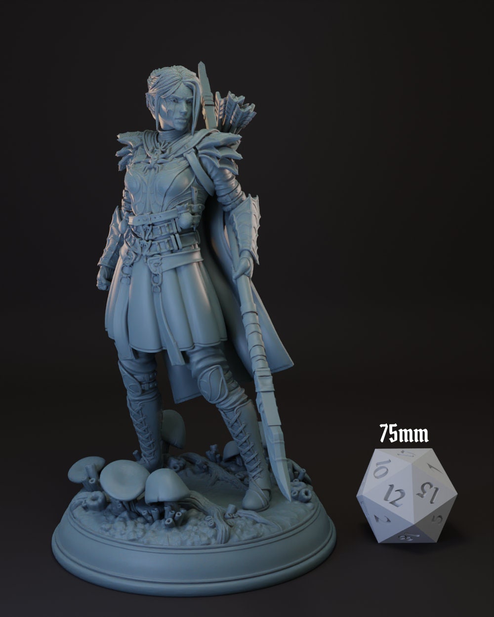 Drow | Elf Female Fighter | Paladin -glaive- Tabletop Miniature for ...
