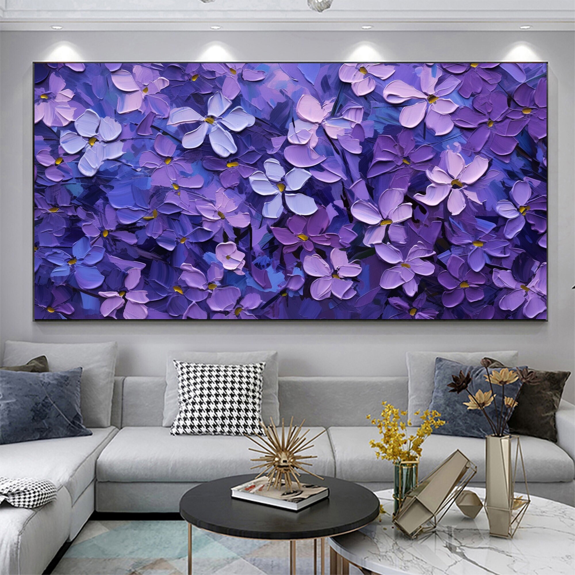 Purple Flower Painting Canvas