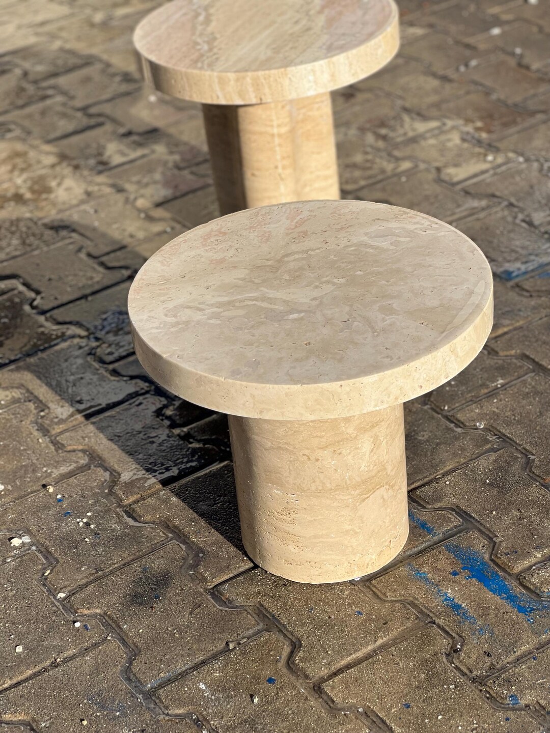 Travertine Coffee Table - Stone Side Table - %100 Natural Stone - Etsy