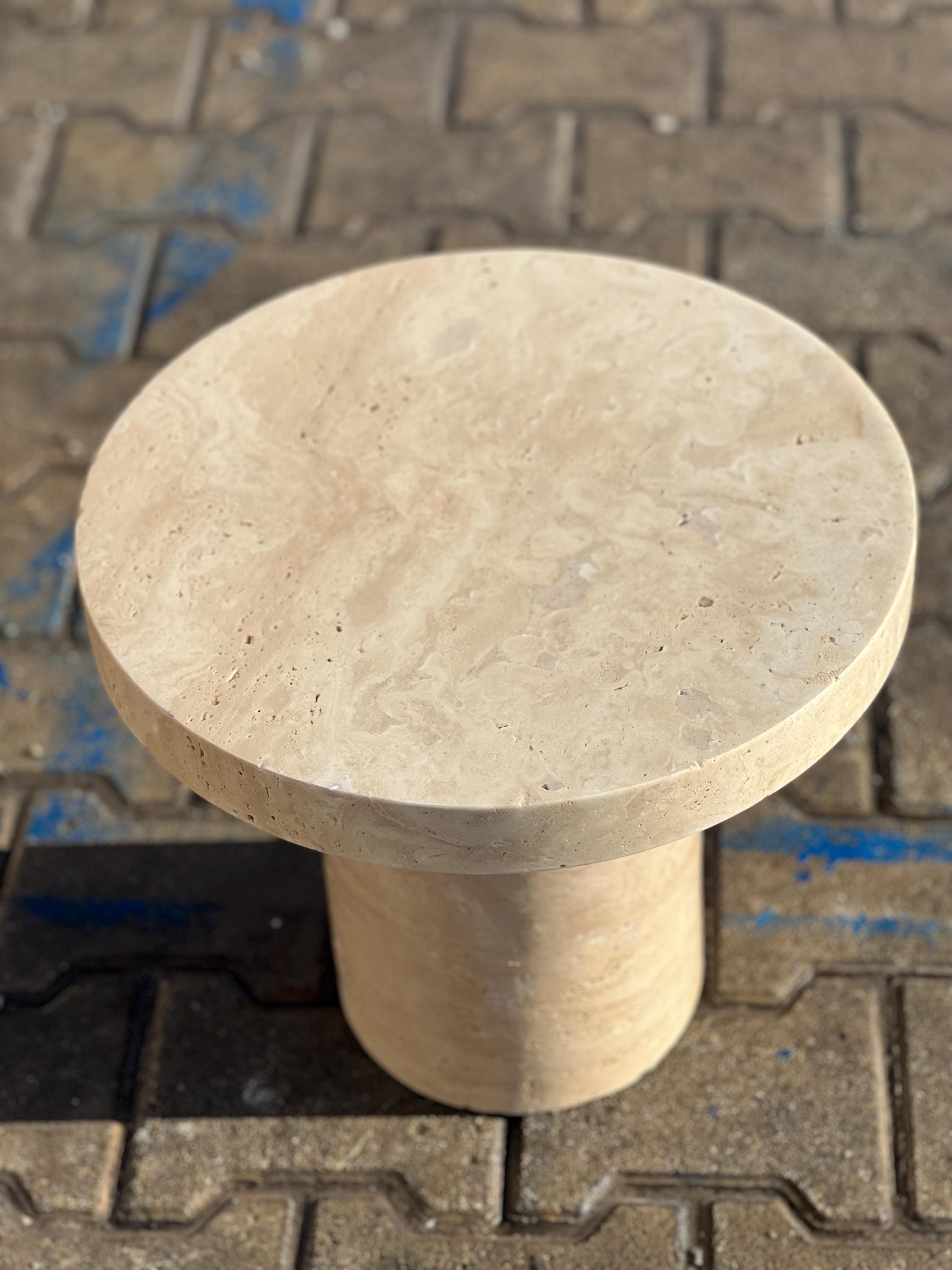 Travertine Coffee Table - Stone Side Table - %100 Natural Stone - Etsy