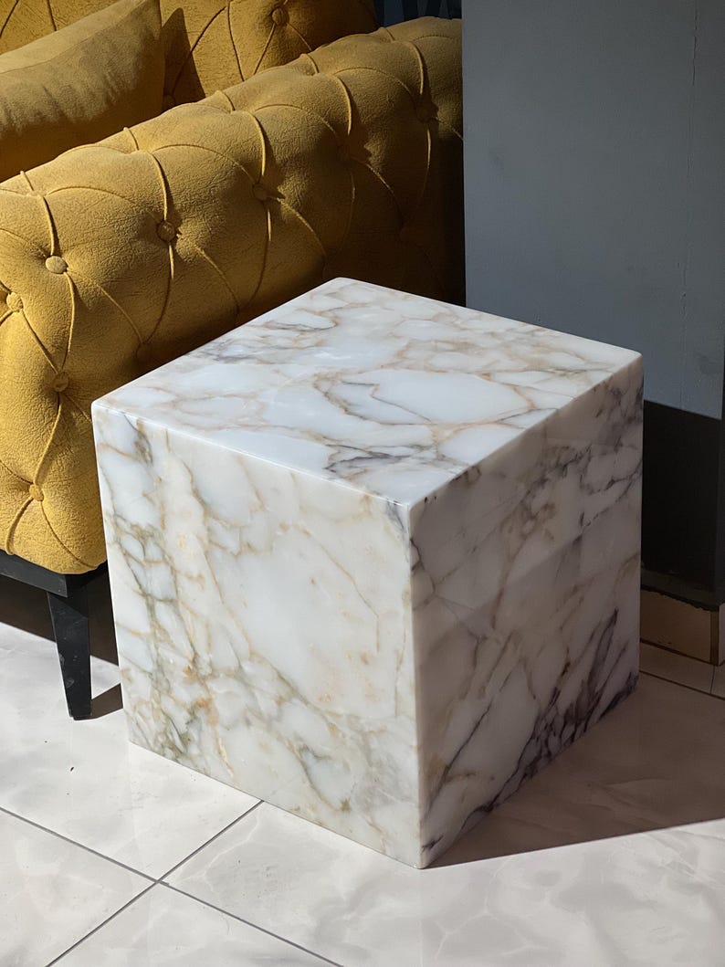 Calacatta Gold Marble Cube Table - Etsy