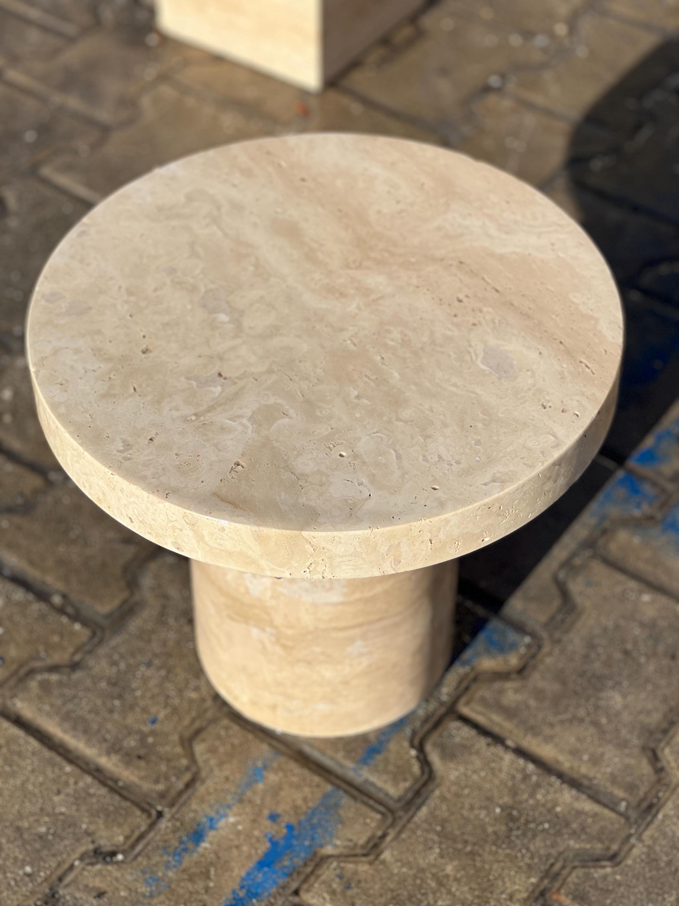 Travertine Coffee Table - Stone Side Table - %100 Natural Stone - Etsy