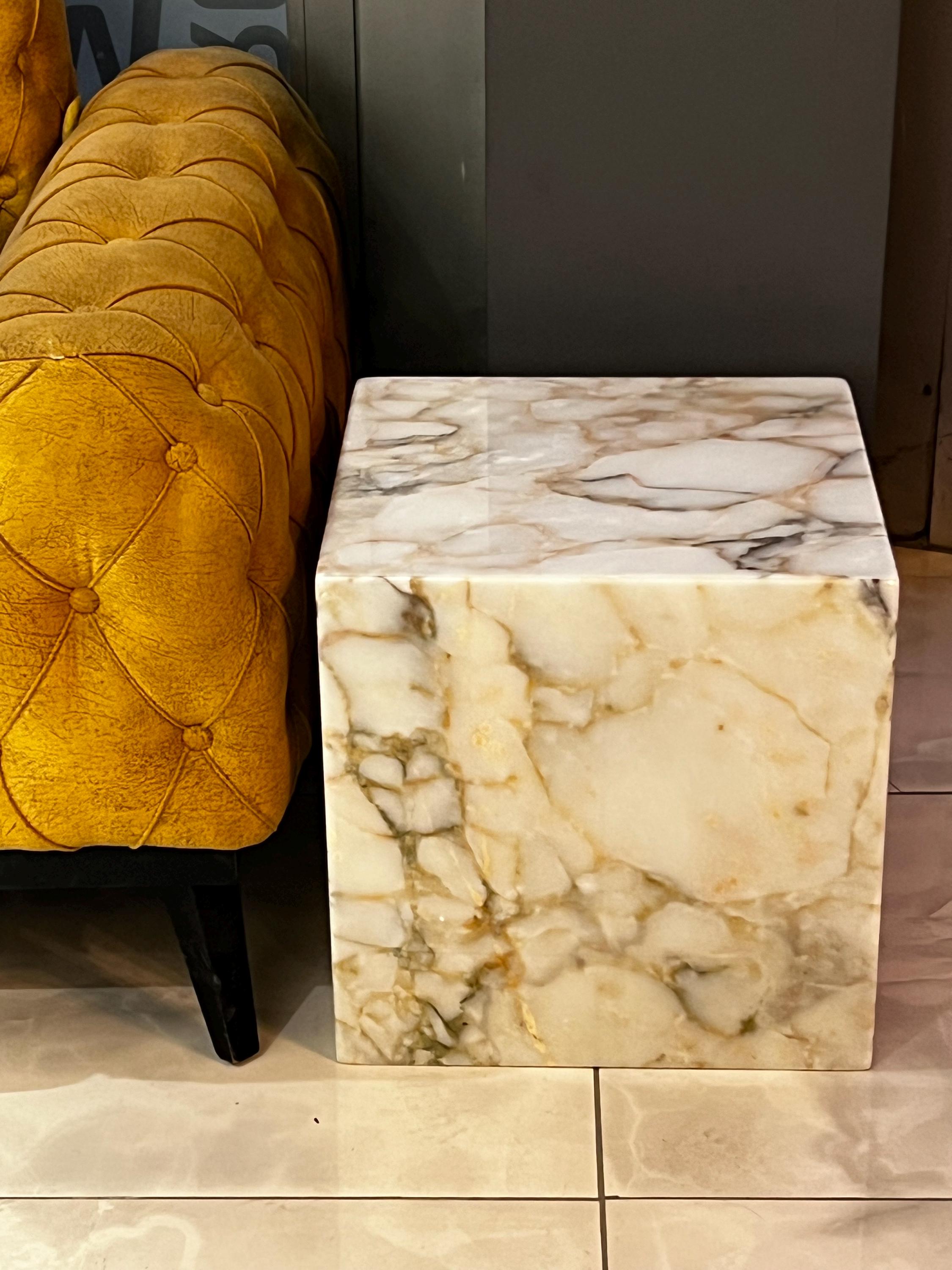 Calacatta Gold Marble Cube Table - Etsy