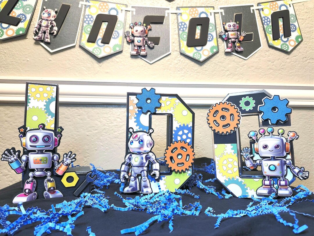 Robot Theme 3D Letter. Robot Party Decoration. Robot Birthday. 3D ...