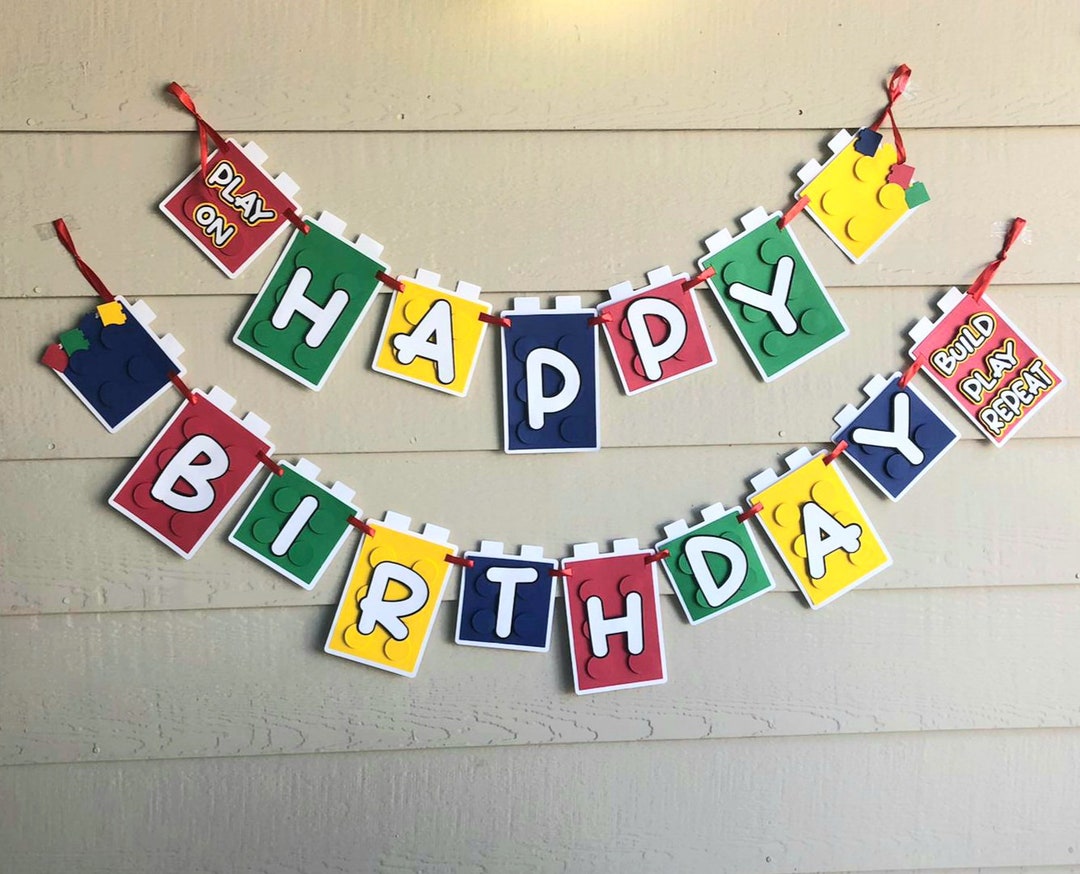 Colorful Building Block Birthday Banner. Building Block Party. Playroom ...