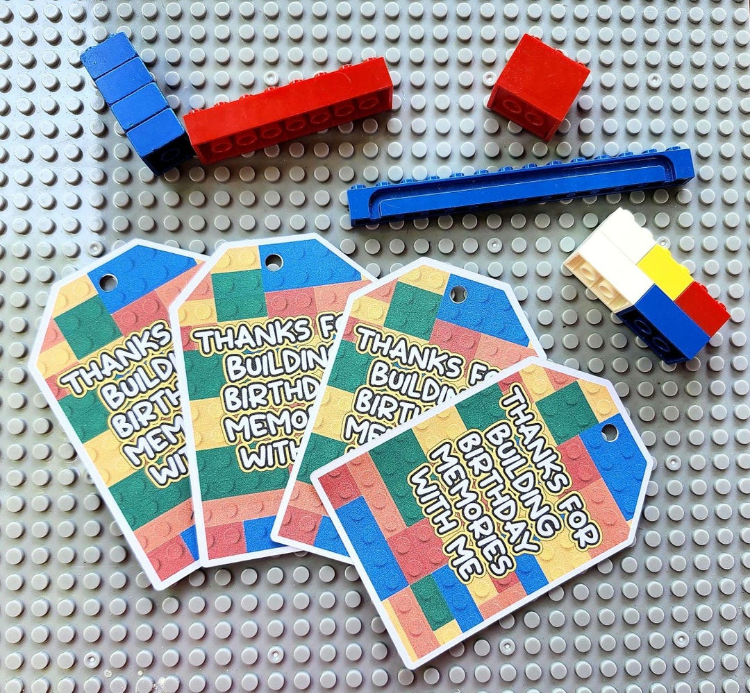 Colorful Building Block Birthday Gift Tags. Building Block Party Goodie ...