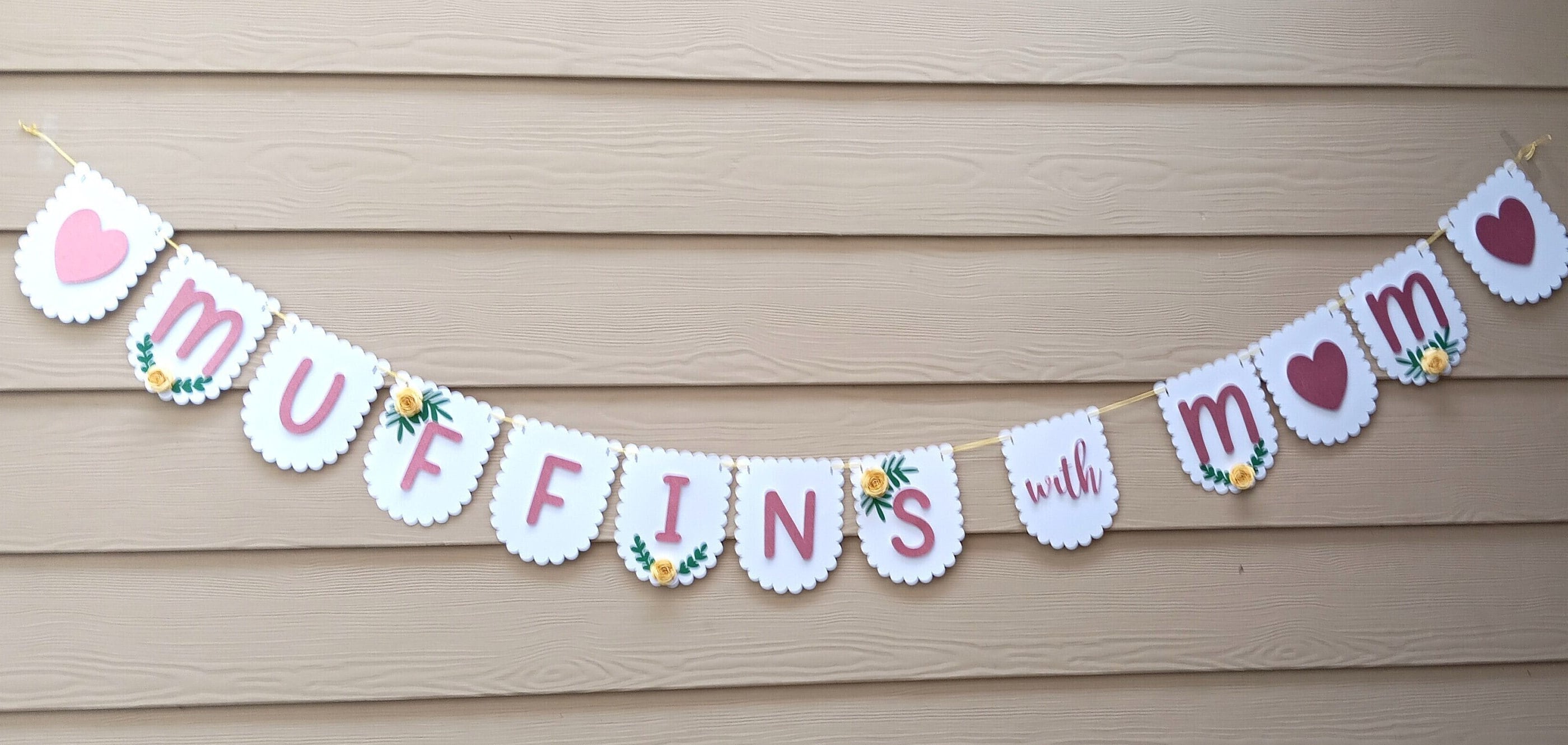 Muffins With Mom Banner: Glitter Cardstock Mother's Day Decor. Mom's ...