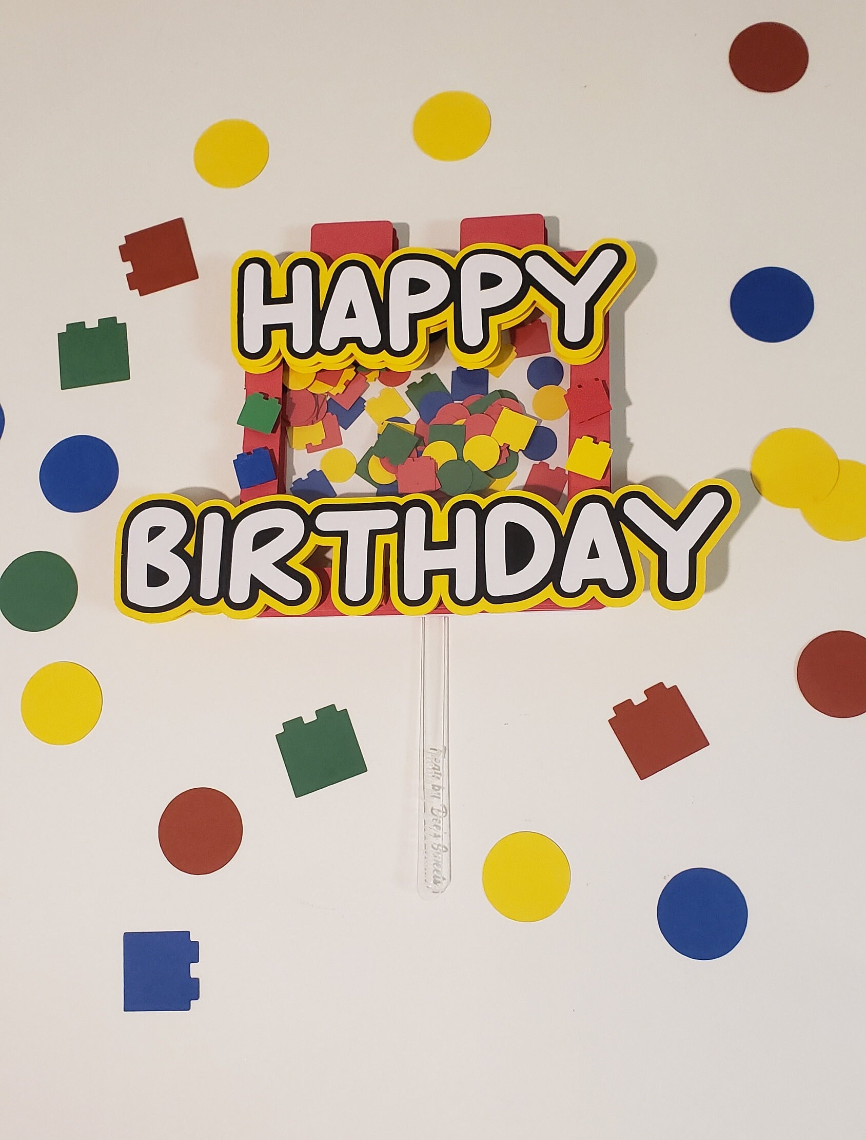 Building Blocks Themed Birthday Cake Topper. Brick Party Happy Birthday ...