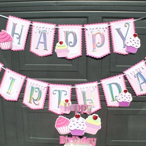 Cupcake Birthday Banner. Cupcake Party Decorations. Cupcake Decor. Baby ...