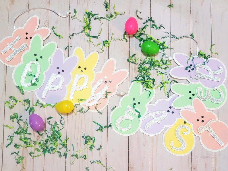 Hoppy Easter Peeps Bunny Celebration Banner. Easter Bunting. FREE ...