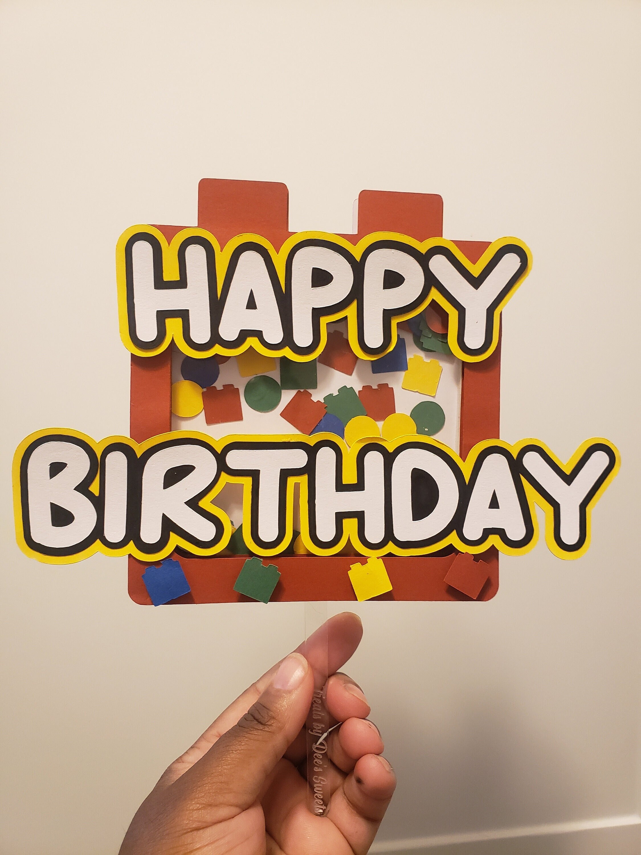 Building Blocks Themed Birthday Cake Topper. Happy Birthday. - Etsy