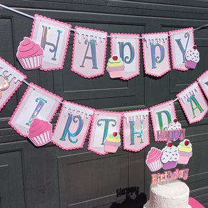 Cupcake Birthday Banner: Holographic Party Decorations - Etsy