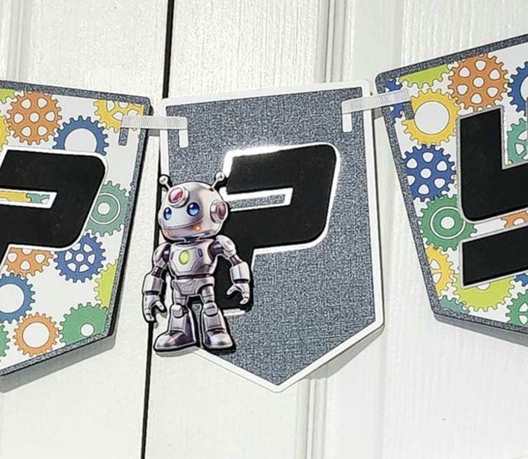Robot Birthday Banner. Robot Party Decorations. Robot Themed Happy ...