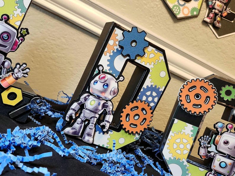 Robot Theme 3D Letter. Robot Party Decoration. Robot Birthday. 3D ...