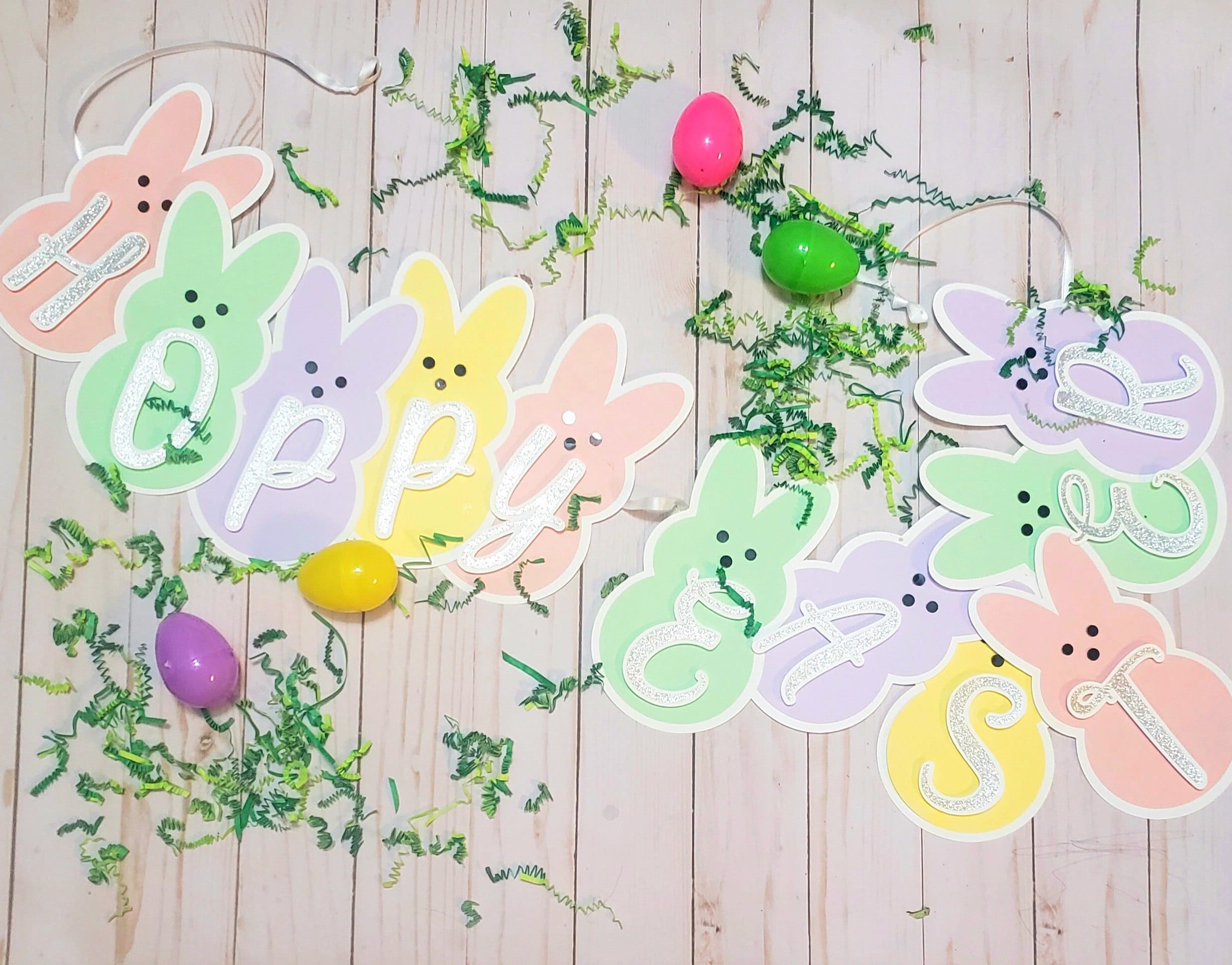 Hoppy Easter Peeps Bunny Celebration Banner. Easter Bunting. FREE ...