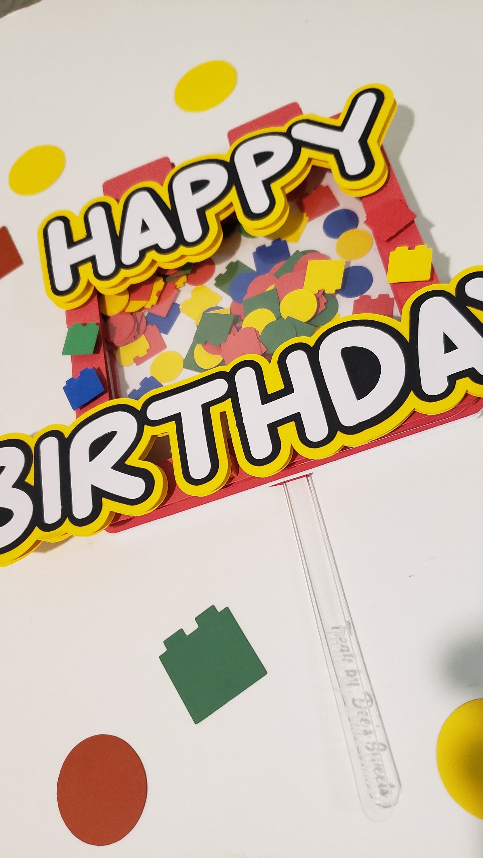 Building Blocks Themed Birthday Cake Topper. Brick Party Happy Birthday ...
