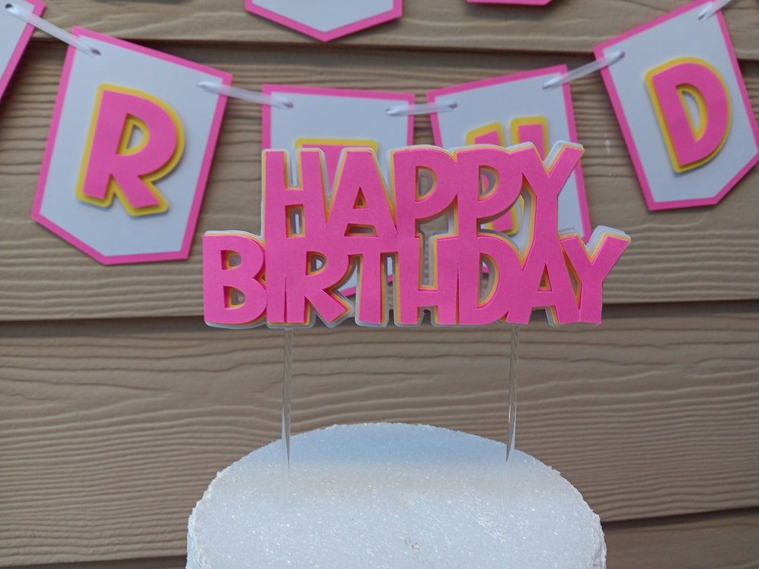 Happy Birthday Cake Topper. Birthday Party Decorations. Colorful Cake ...