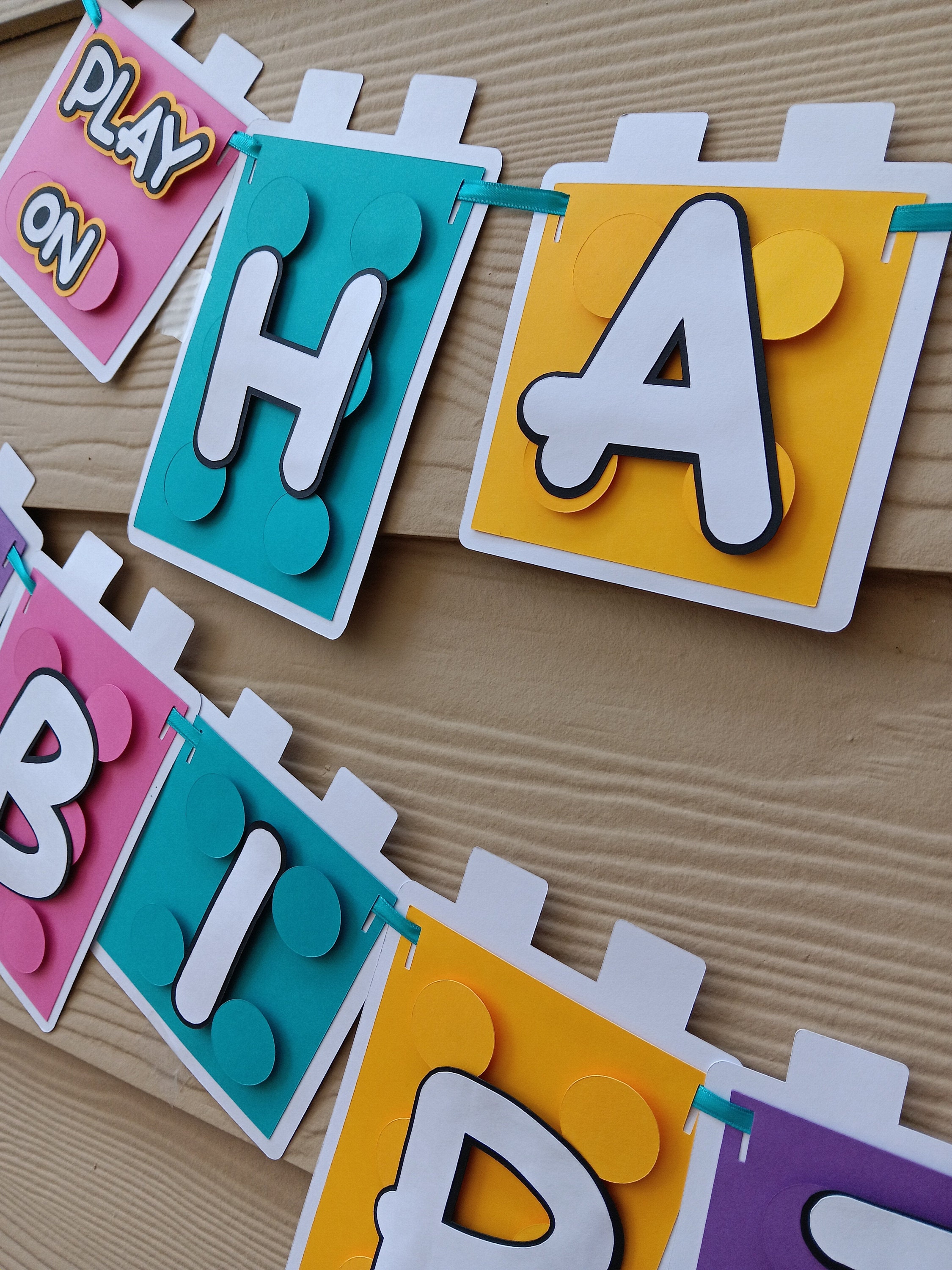 Building Blocks Themed Banner, Happy Birthday Banner, Brick Builder ...