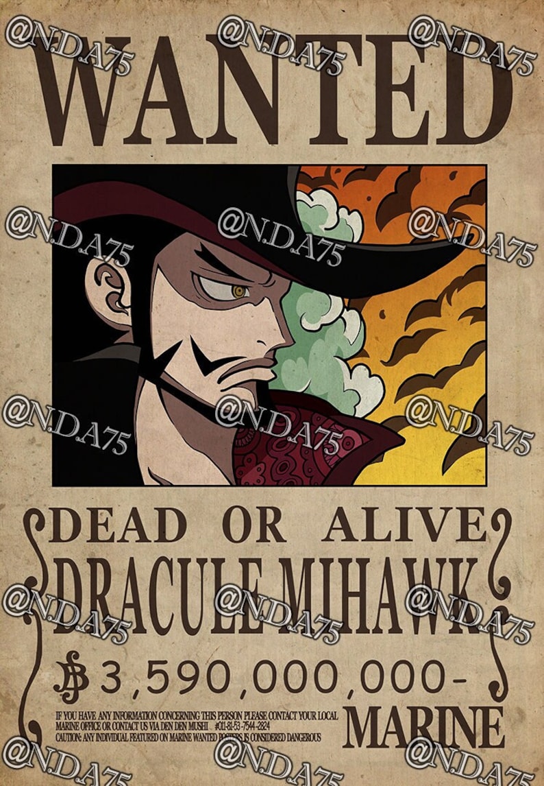 One Piece Wanted Poster MIHAWK buy 2 Get 1 Free See - Etsy Canada