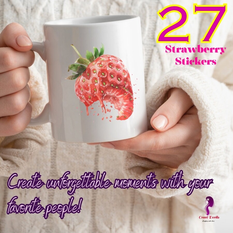 Strawberry Watercolor Stickers Printable , Aesthetic Cute Food Clip Art ...