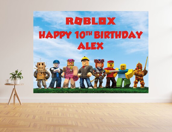 Roblox Birthday Backdroproblox Birthday Bannerroblox | Etsy