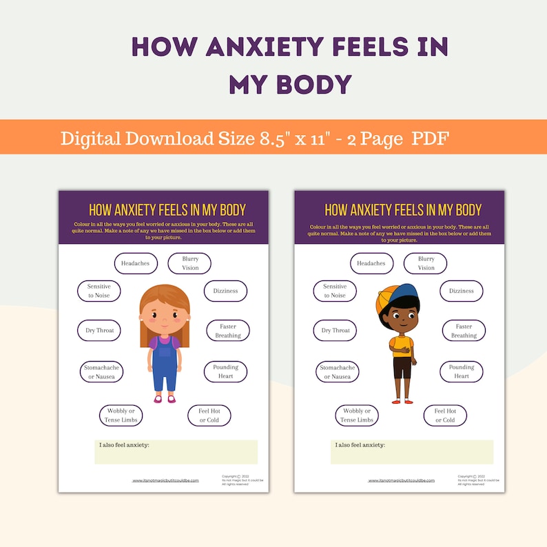 How Anxiety Feels in My Body Worksheet Anxiety Kids Teens Printable ...