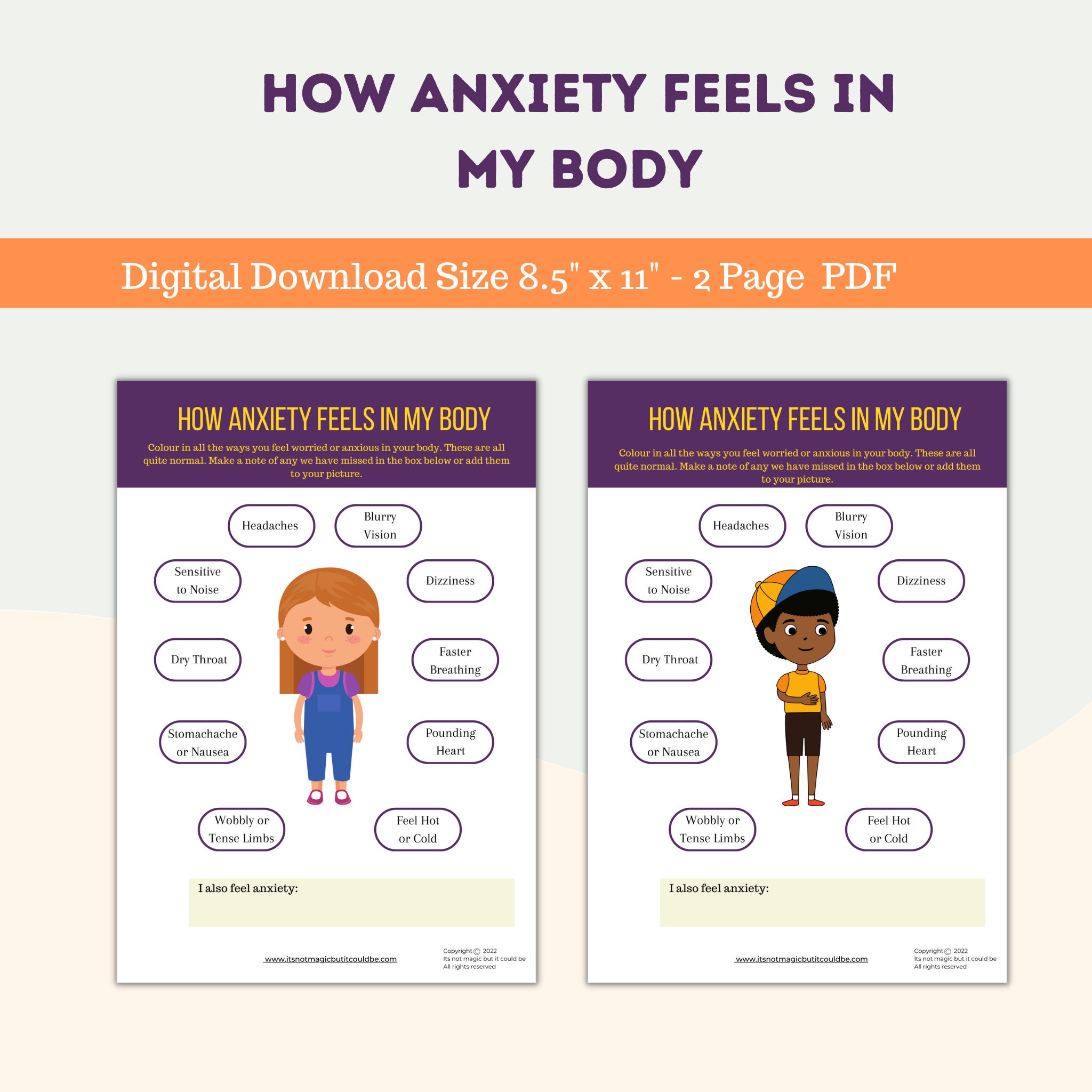 How Anxiety Feels in My Body Worksheet Anxiety Kids Teens Printable ...