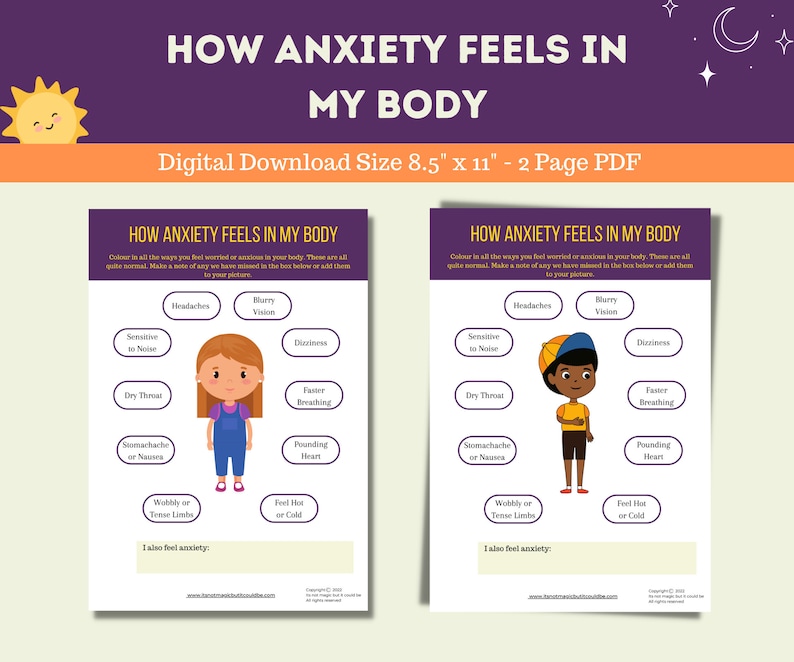 How Anxiety Feels in My Body Worksheet Anxiety Kids Teens - Etsy UK