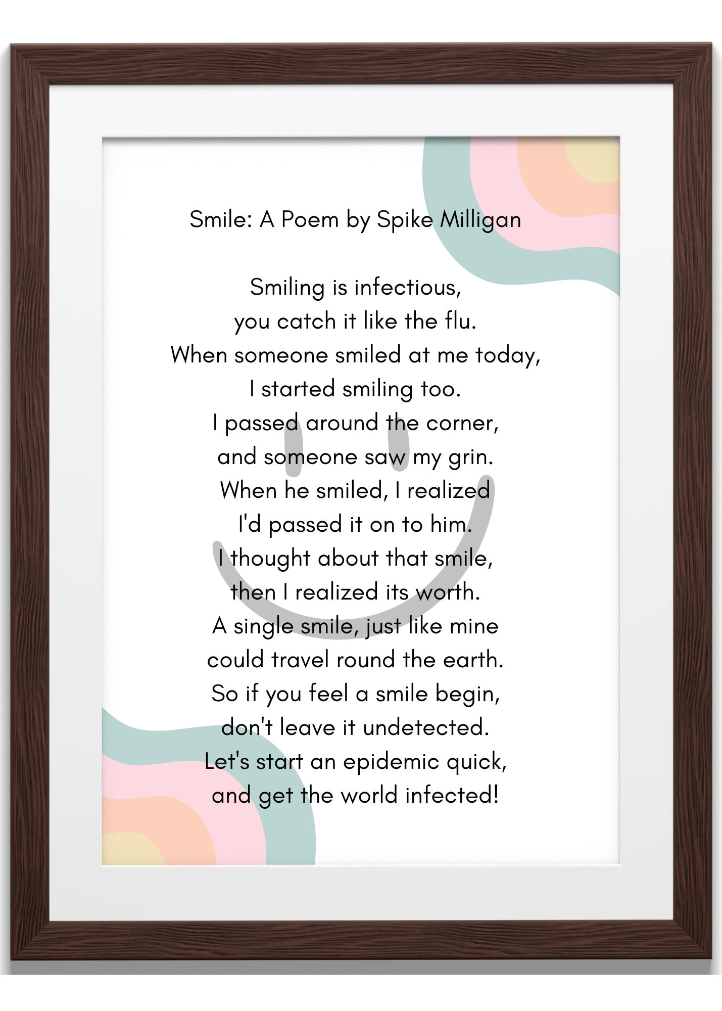 Smile A Poem by Spike Milligan Feelings Poster/ Handout. School ...