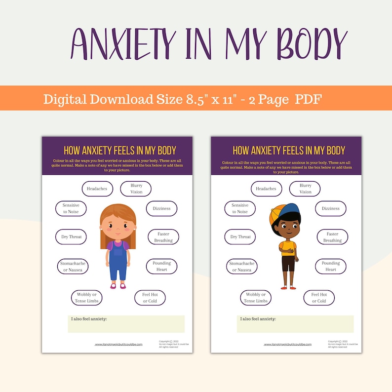 How Anxiety Feels in My Body Worksheet Anxiety Kids Teens Printable ...