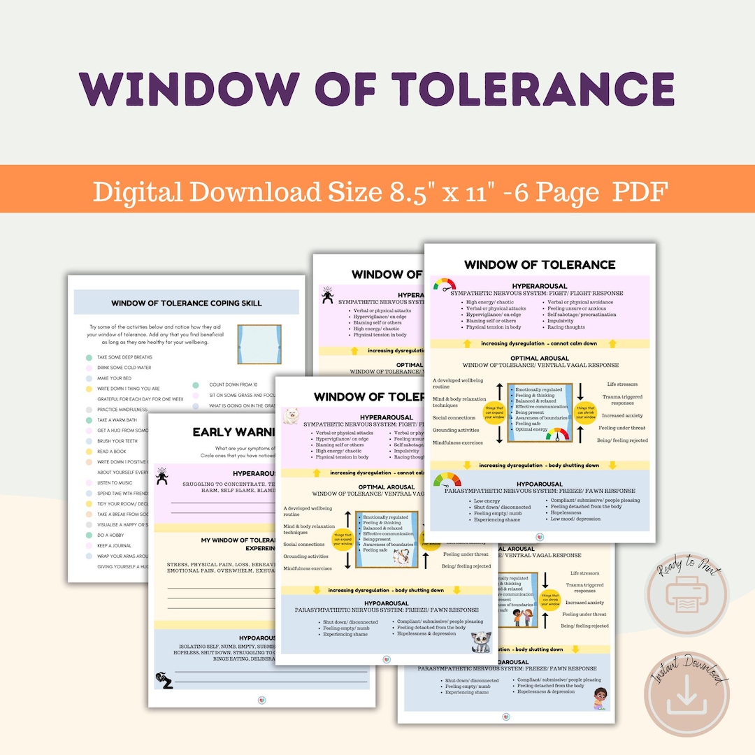 Window of Tolerance - Emotions Feelings CBT Printable Poster for Kids ...