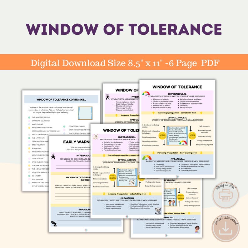 Window of Tolerance - Emotions Feelings CBT Printable Poster for Kids ...