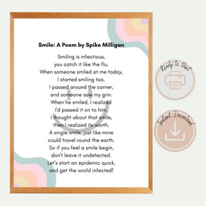 Smile A Poem by Spike Milligan Feelings Poster/ Handout. School ...