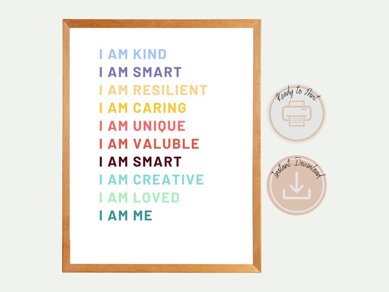 Affirmations for Kids, Classroom Posters, I Am Affirmations, Playroom ...