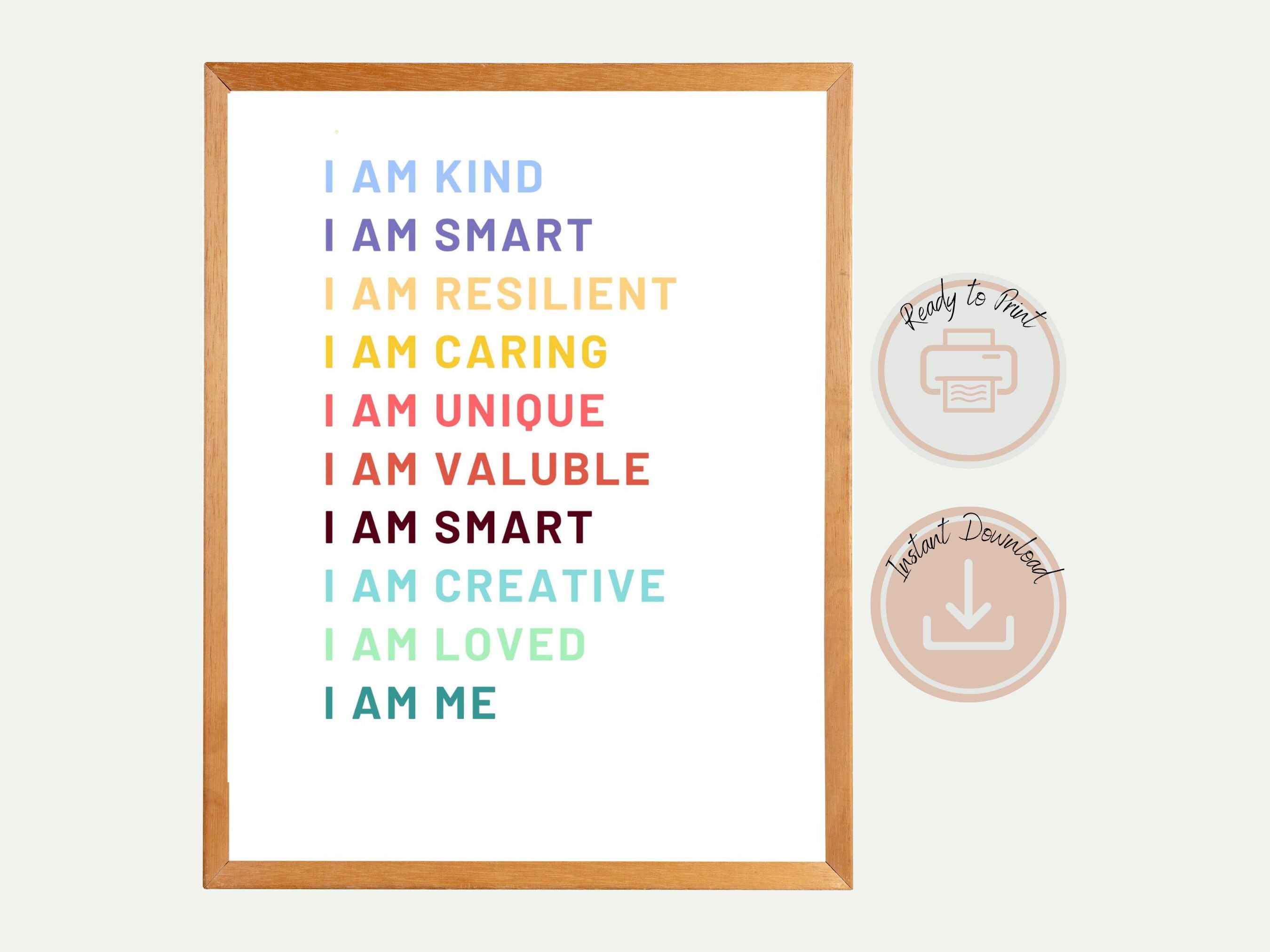 Affirmations for Kids, Classroom Posters, I Am Affirmations, Playroom ...