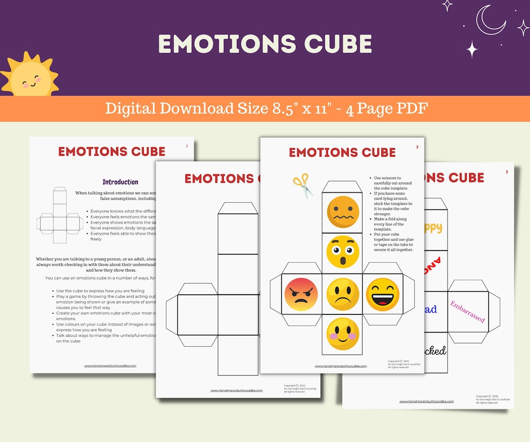 Emotions Cube Sharing Emotions Neurodiverse Behaviour - Etsy UK