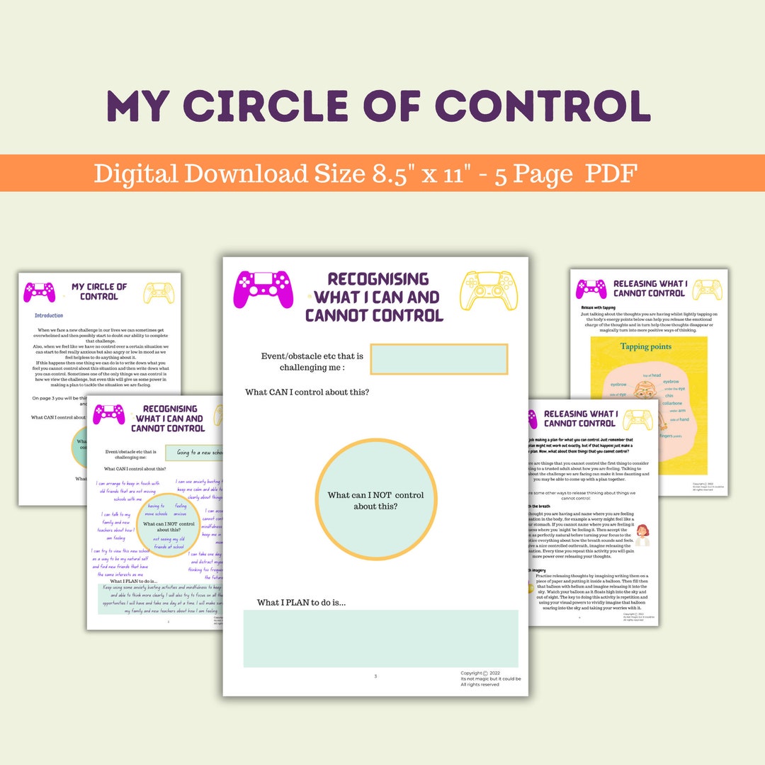 My Circle of Control Mental Health Emotional Skills Kids Teens ...
