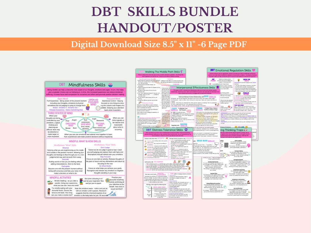 DBT Skills Bundle Printable Handout Poster Cheat Sheet Kids Teens Adult ...