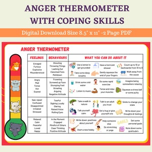 Anger Thermometer & Coping Skills - Emotions Feelings CBT Printable ...