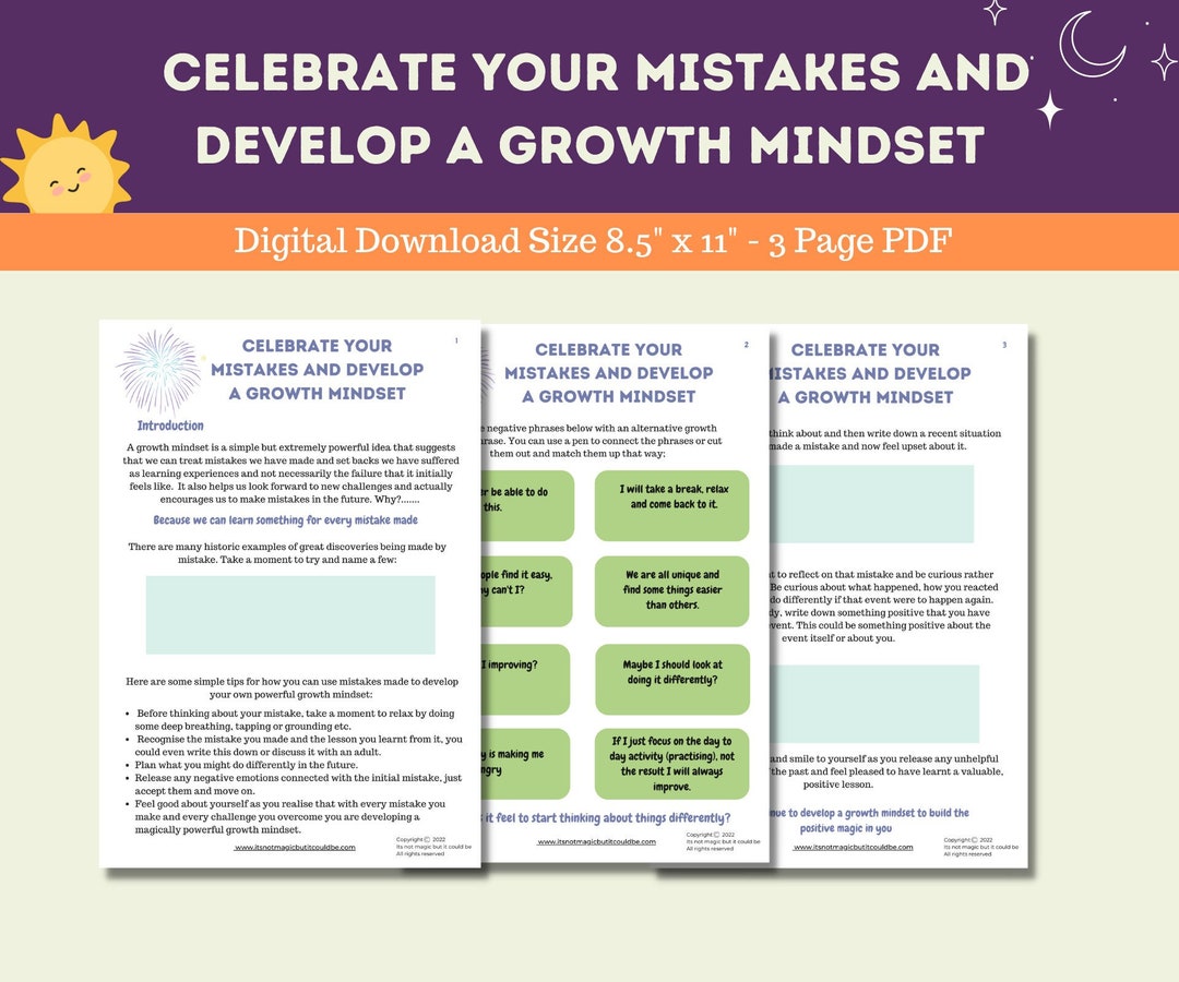 Celebrate Your Mistakes Mental Wellbeing Emotional Skills Kids - Etsy