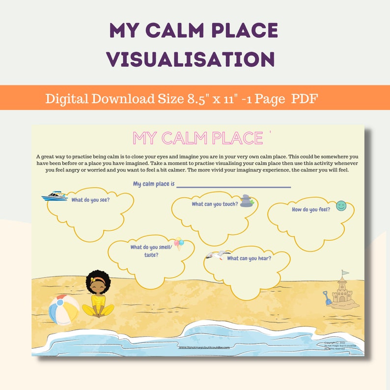 My Calm Place Worksheet Anxiety Kids Teens Adults Printable - Mental ...