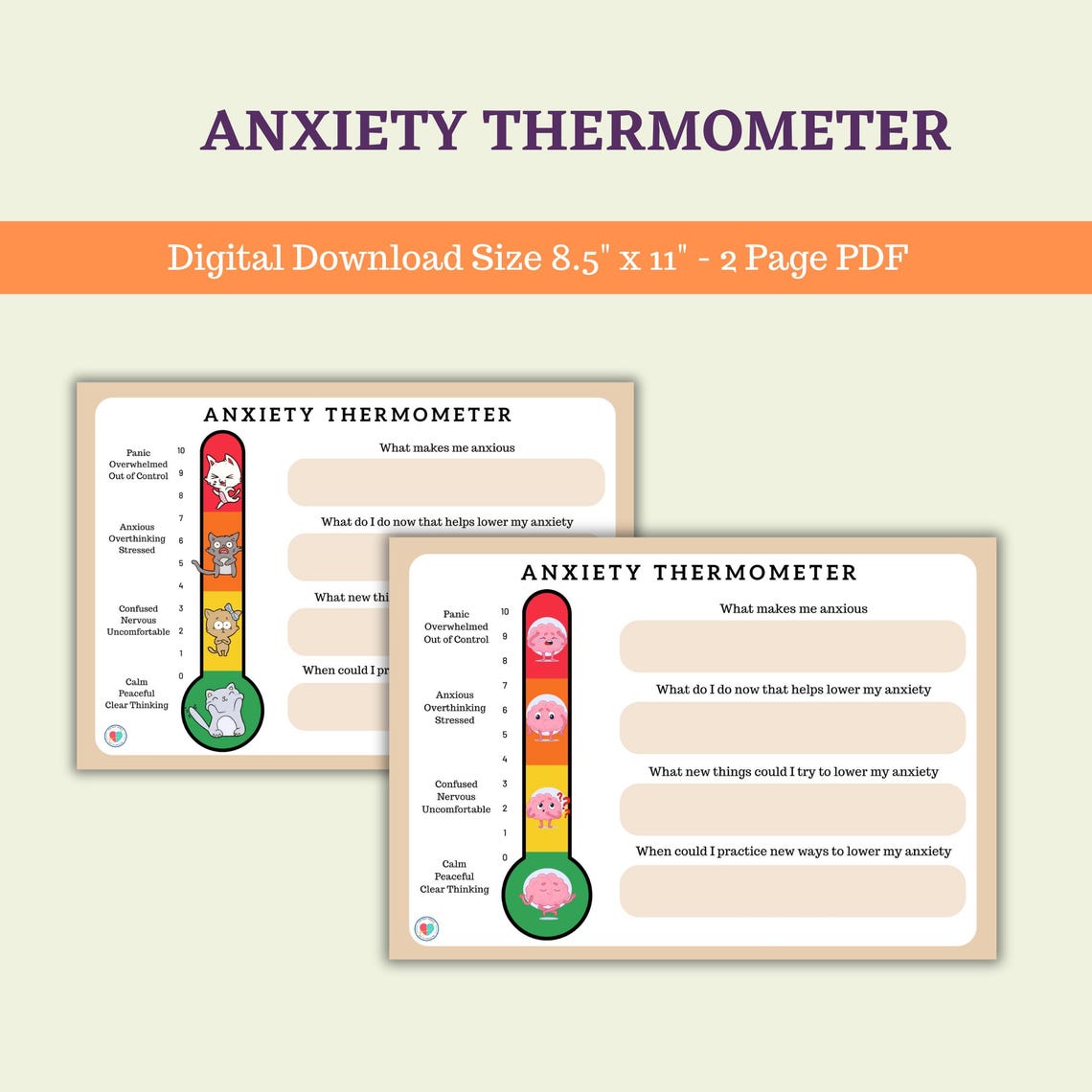 Anxiety Thermometer Kids & Teens Printable - Mental Health Behaviour ...