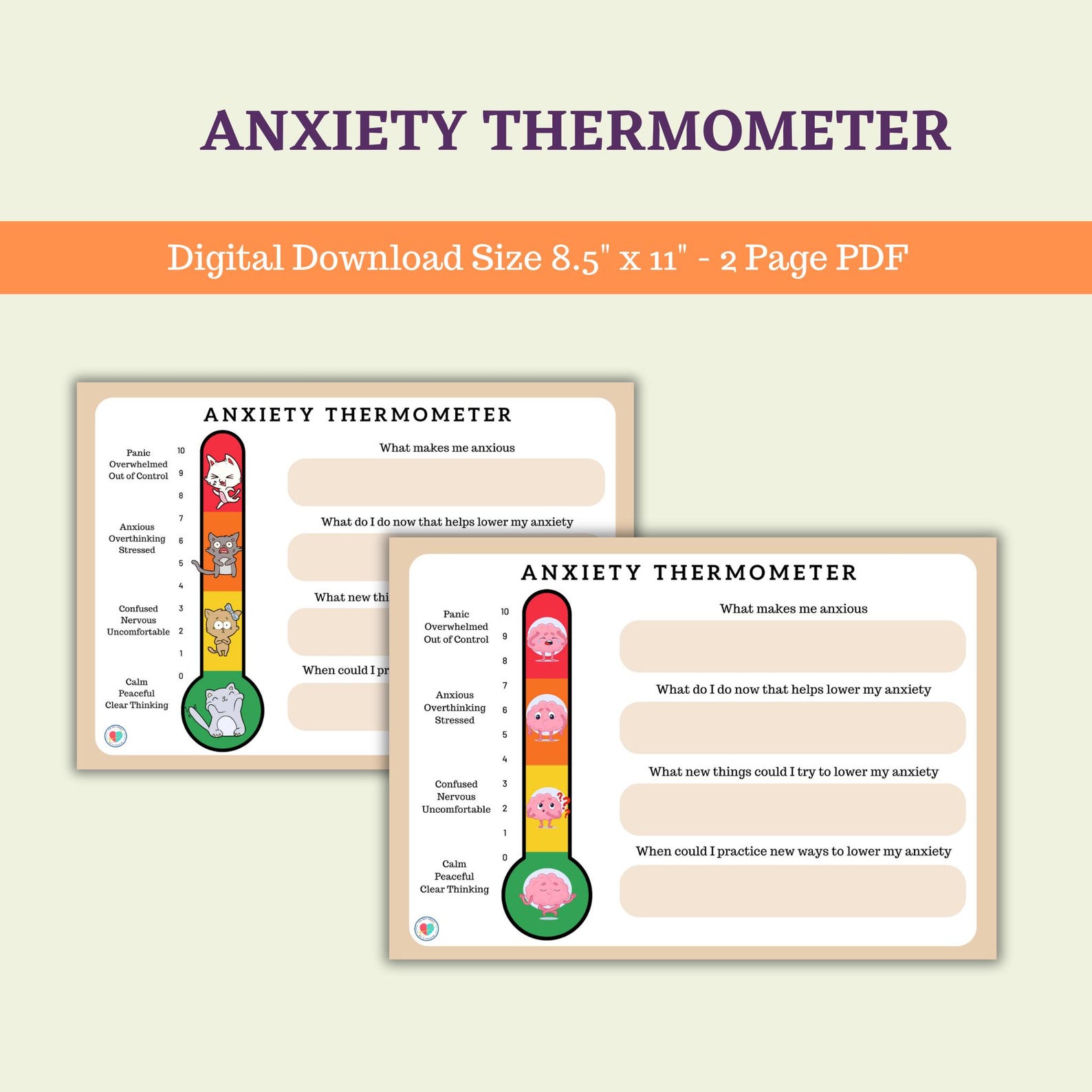 Anxiety Thermometer Kids & Teens Printable - Mental Health Behaviour ...
