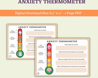 Anxiety Thermometer & Coping Skills - Emotions Feelings CBT Printable ...