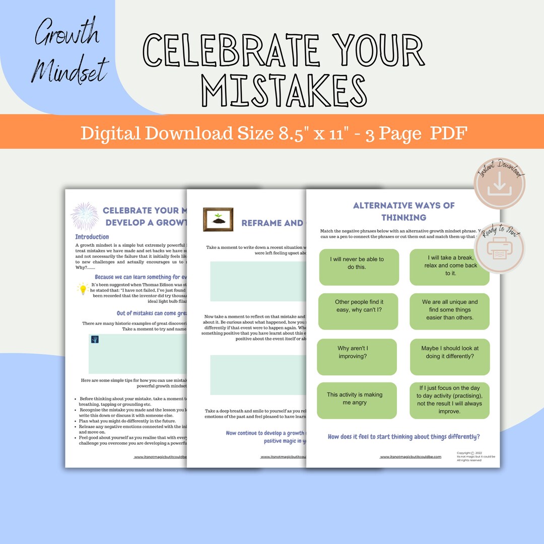 Celebrate Your Mistakes Mental Wellbeing Emotional Skills Kids Teens ...